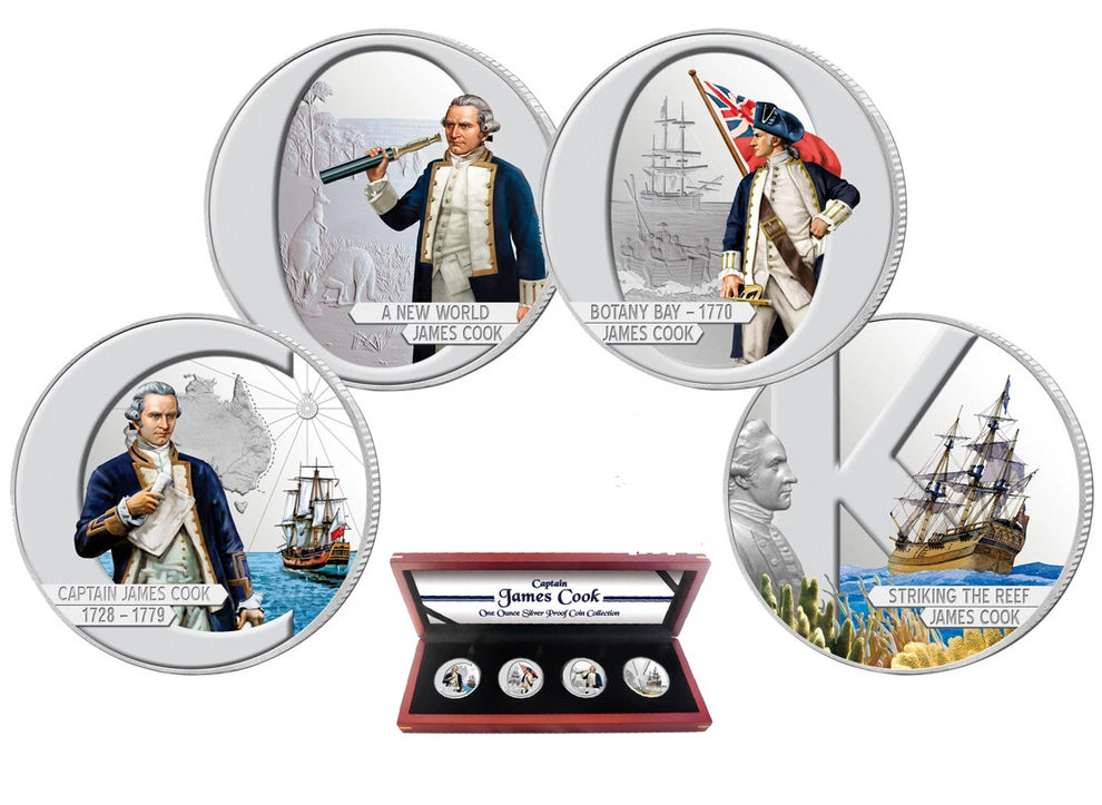 Cook Islands 2009 Captain James Cook Silver Proof 4 Coin Set | Numbered ...
