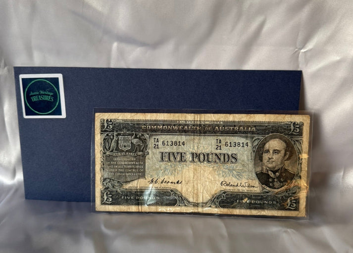 1954 Australian Five Pound Banknote – Coombs Roland R49 | Very Good ...