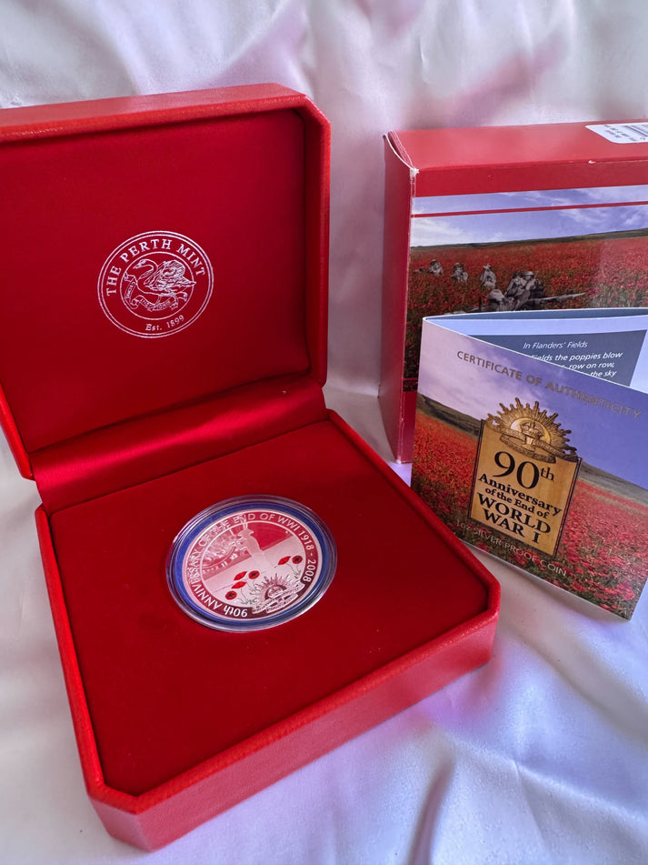 2008 90th Anniversary End of WWI 1oz Silver Proof Coin Perth Mint ...